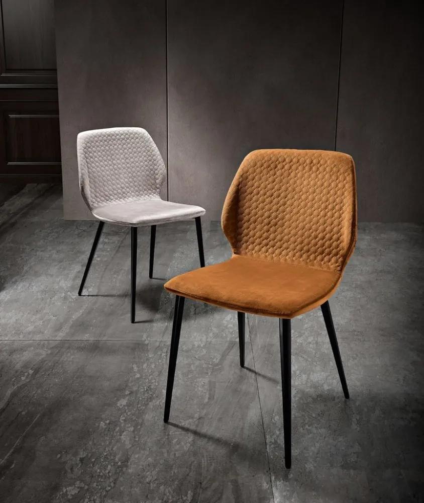 Max Home Luxusní židle Dandy vzorník tkaniny: Bronx oranžová, nohy: kovové trubkovité antracit RAL 7021