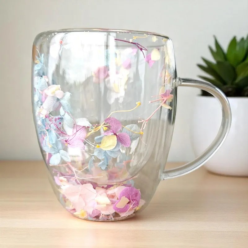 Flamenco Mystique Termální sklo s gypsophilou, hortenzemi a růžemi, 300 ml, 1 ks, 180 SZK
