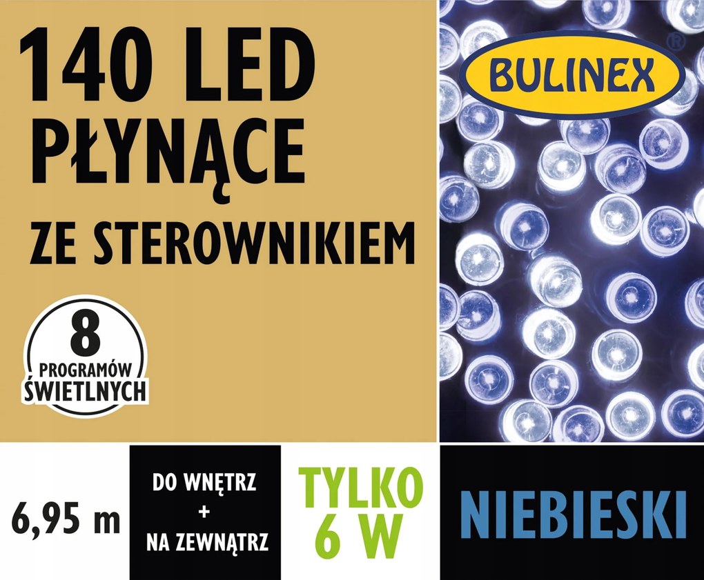 Led světla Bulinex 140LED modrá, tekoucí, délka 6.95 m s ovladačem