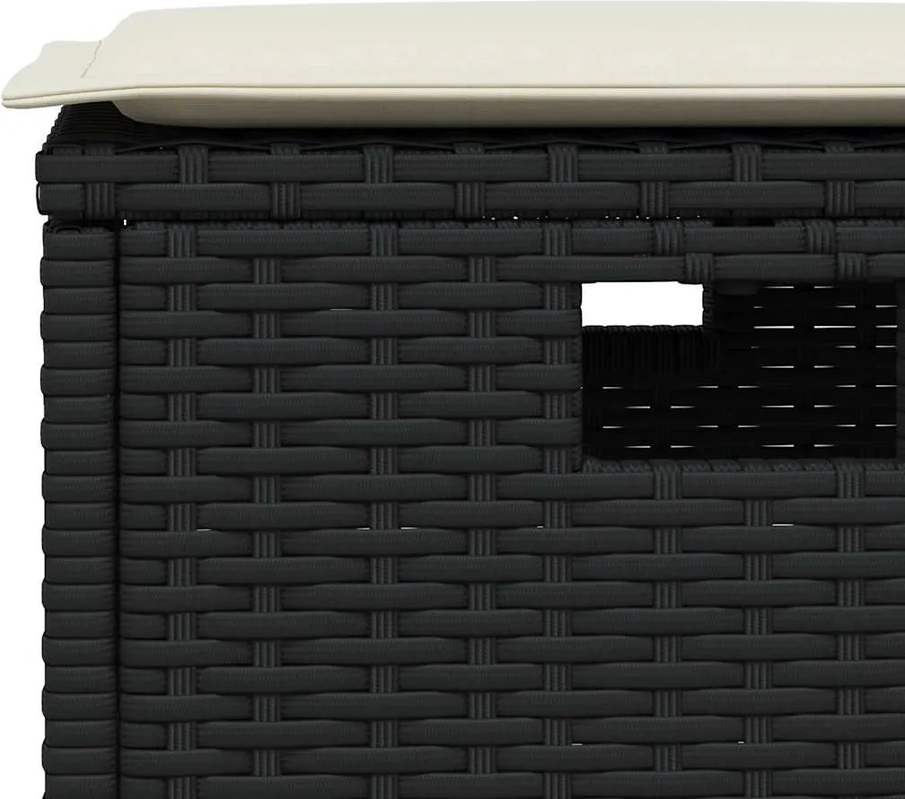 6dílná zahradní sedací souprava s polštáři ve tvaru L černá polyratan 3213540