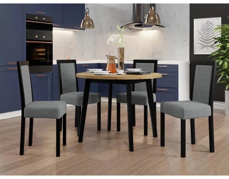 Jídelní stůl se 4 židlemi AL081, Barva dřeva: bílá-L, Potah: 26x - Kronos 22, Barvy nožiček: Sonoma