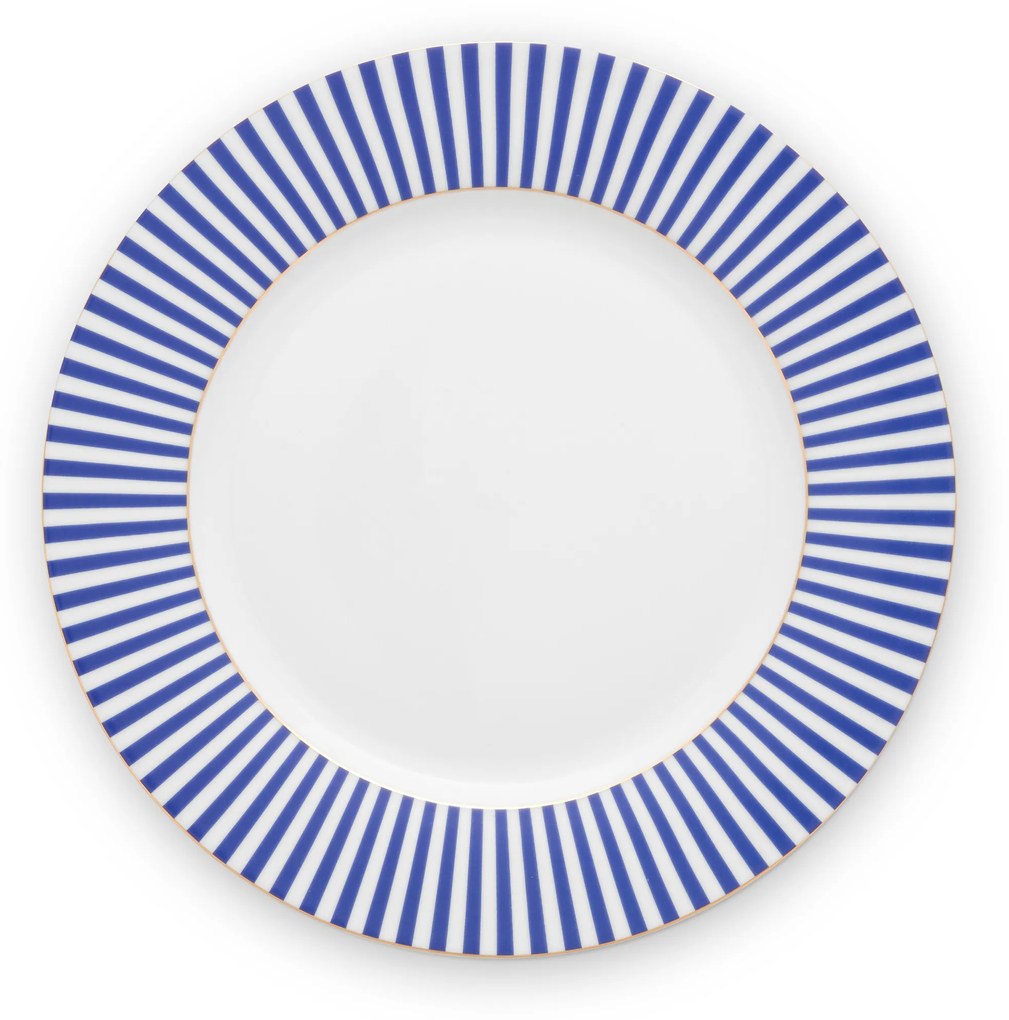 Pip Studio Royal stripes talíř ∅26,5cm, bílo-modrý