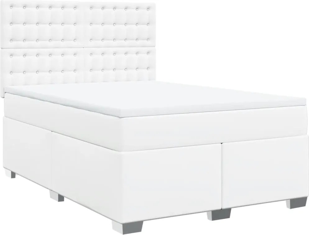 Box spring postel s matrací bílá 160x200 cm umělá kůže 3290729