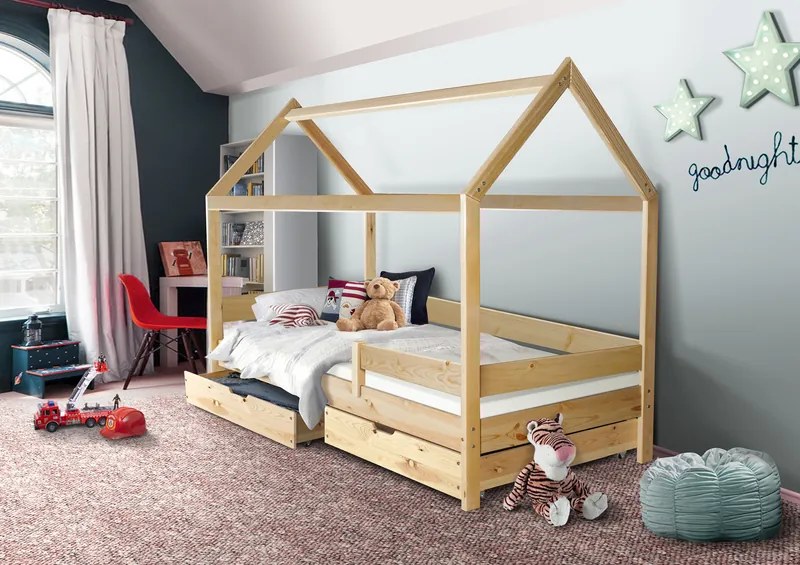 Šuplíky pod postel KIDS a BARČA 200 cm z masivu borovice - přírodní - 2 ks