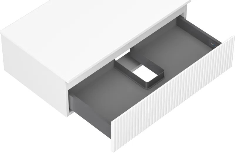 Mexen Rivel, koupelnová skříňka 80 cm s pracovní deskou, 1 zásuvka, drážkovaná, bílá matná, 91A20-08023-1-BFC01