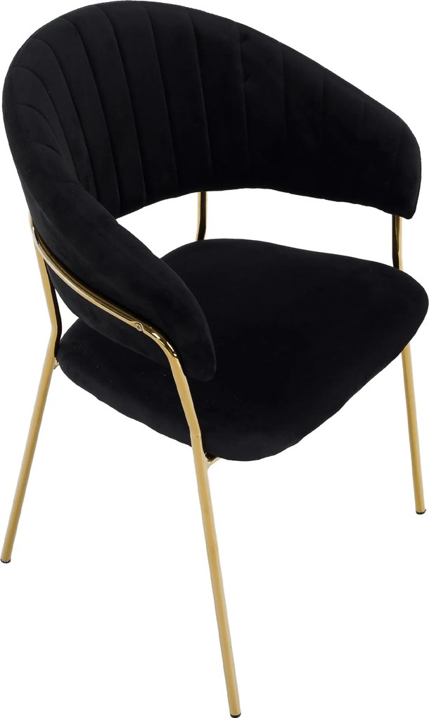 Designové jídelní křeslo, černá Velvet látka/gold chrom zlatý, DASMIN TYP 1