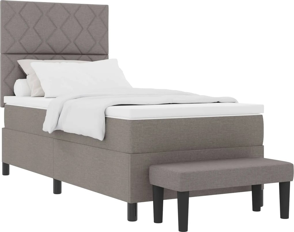 Postel s boxspringem s čelo Taupe 90 x 200 cm textil 3344118