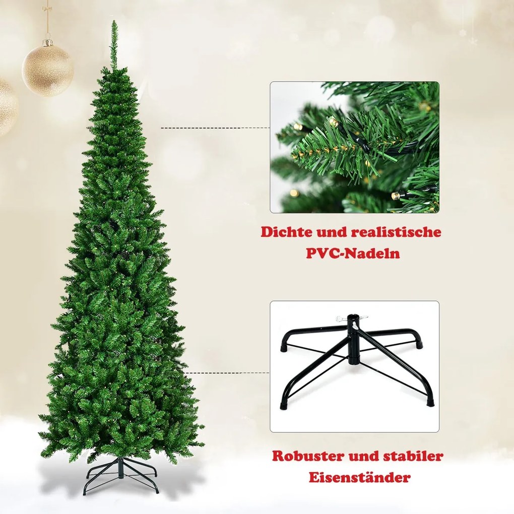 Costway 225 cm vánoční stromek Vysoce kvalitní PVC jehly Vánoční stromek