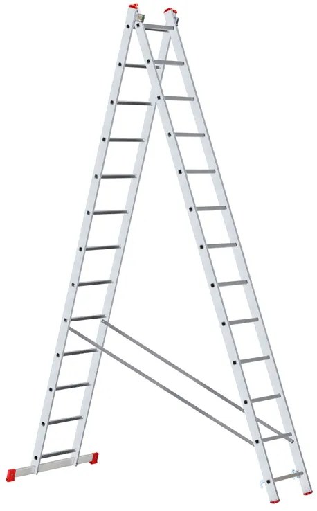 Hliníkový dvoudílný výsuvný žebřík VENBOS HOBBY, 2x13 příček, 6,18 m