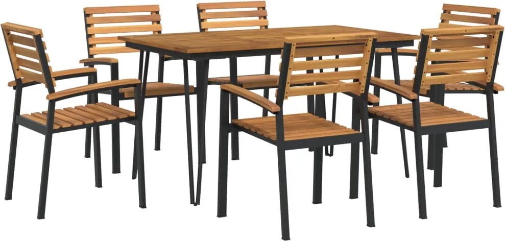 7dílný zahradní jídelní set masivní akáciové dřevo a kov 3155415