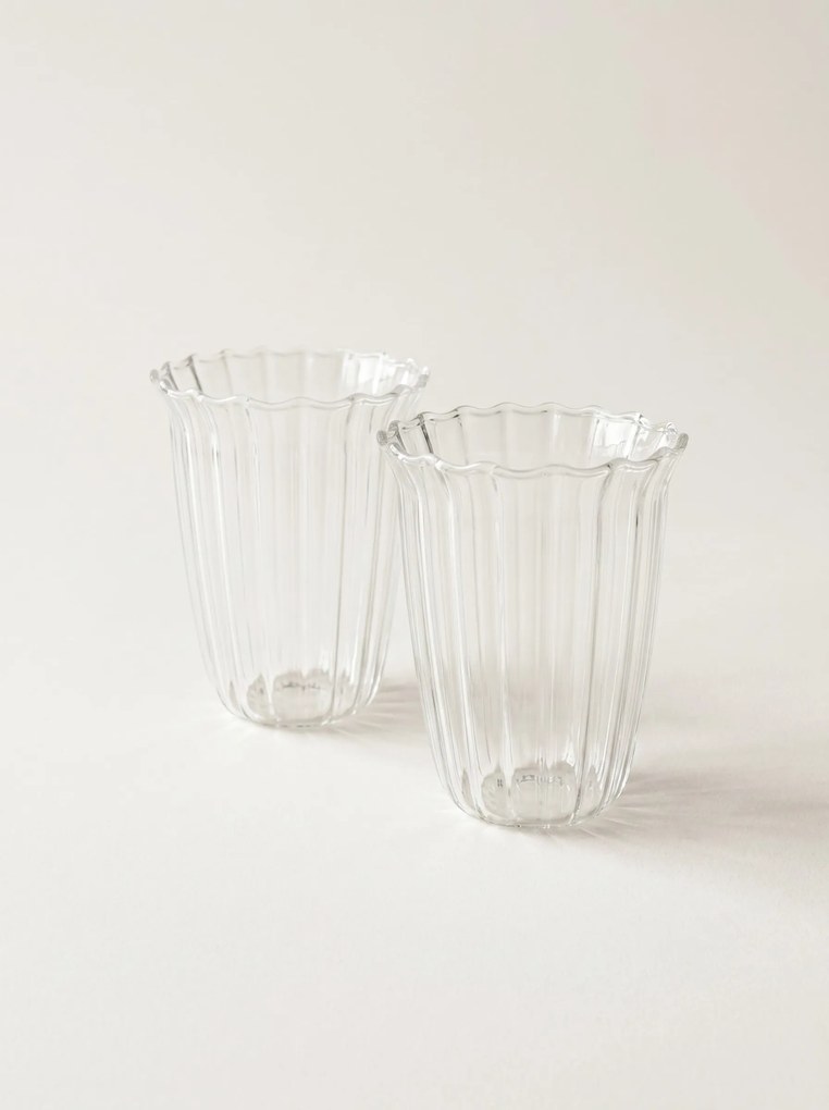 Sinsay - Sklenice s žebrováním a vlnitým okrajem 2 pack - clear