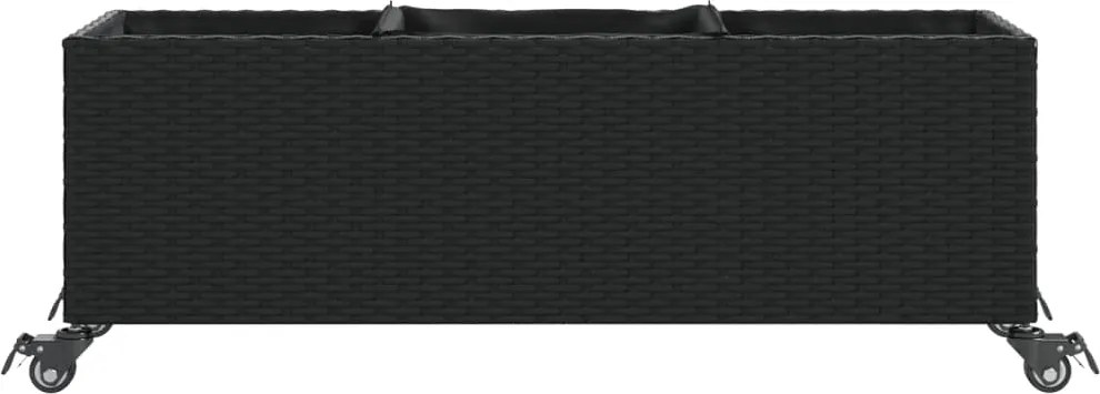 Zahradní truhlíky s kolečky 2 ks černé 107x32x38 cm polyratan 3210525
