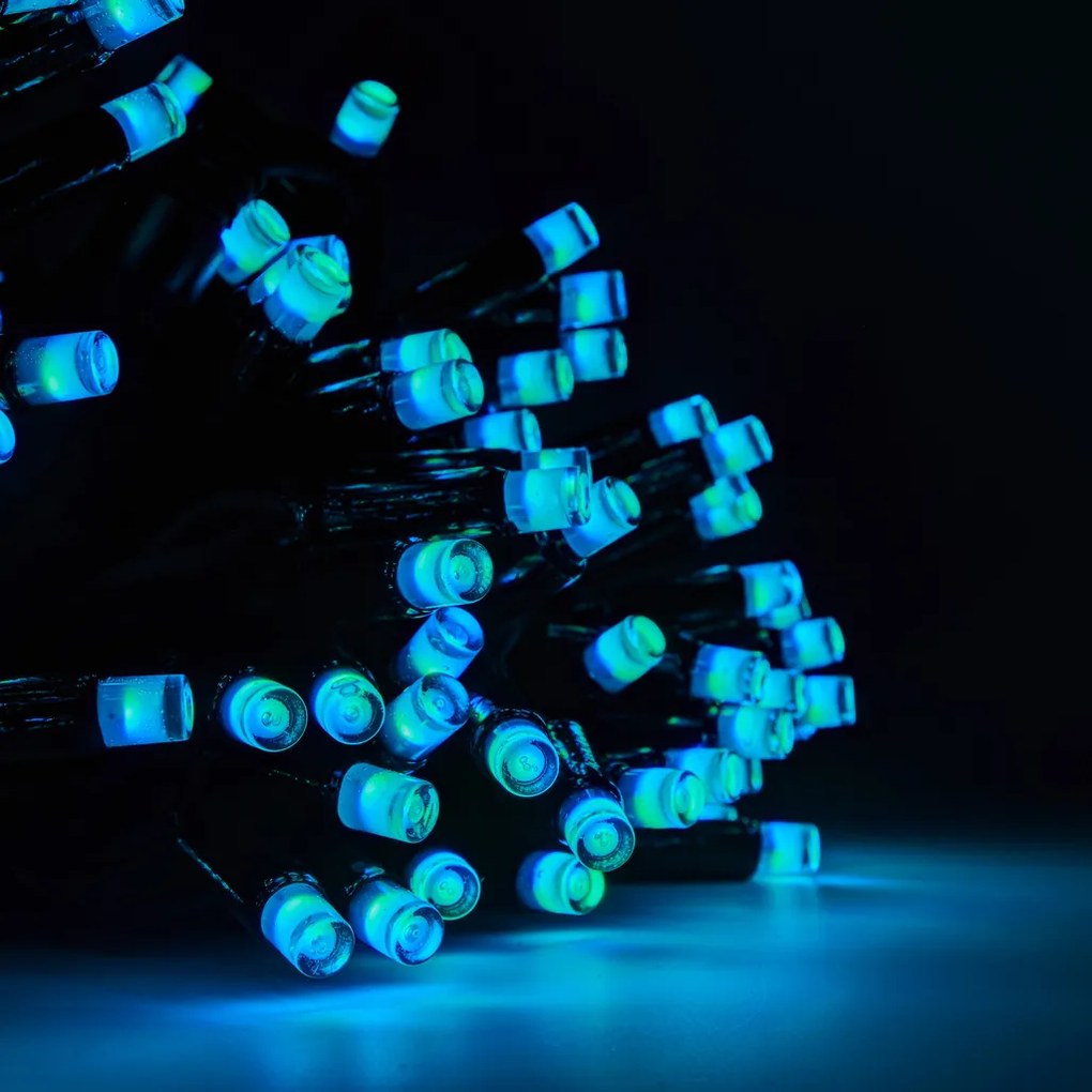 Easy Fix RGB LED světelný řetěz, 20 m, venkovní, 200 diod, černý kabel, IP67