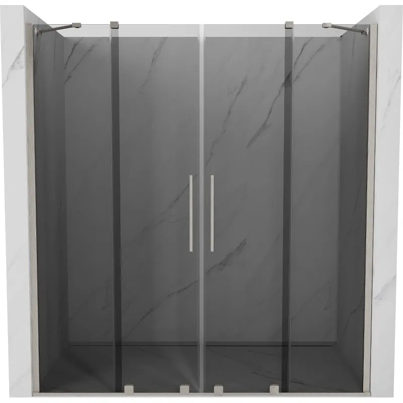 Mexen Velar Duo, posuvné sprchové dveře do otvoru 170 cm, 8mm šedé sklo, broušená ocel, 871-170-000-42-97