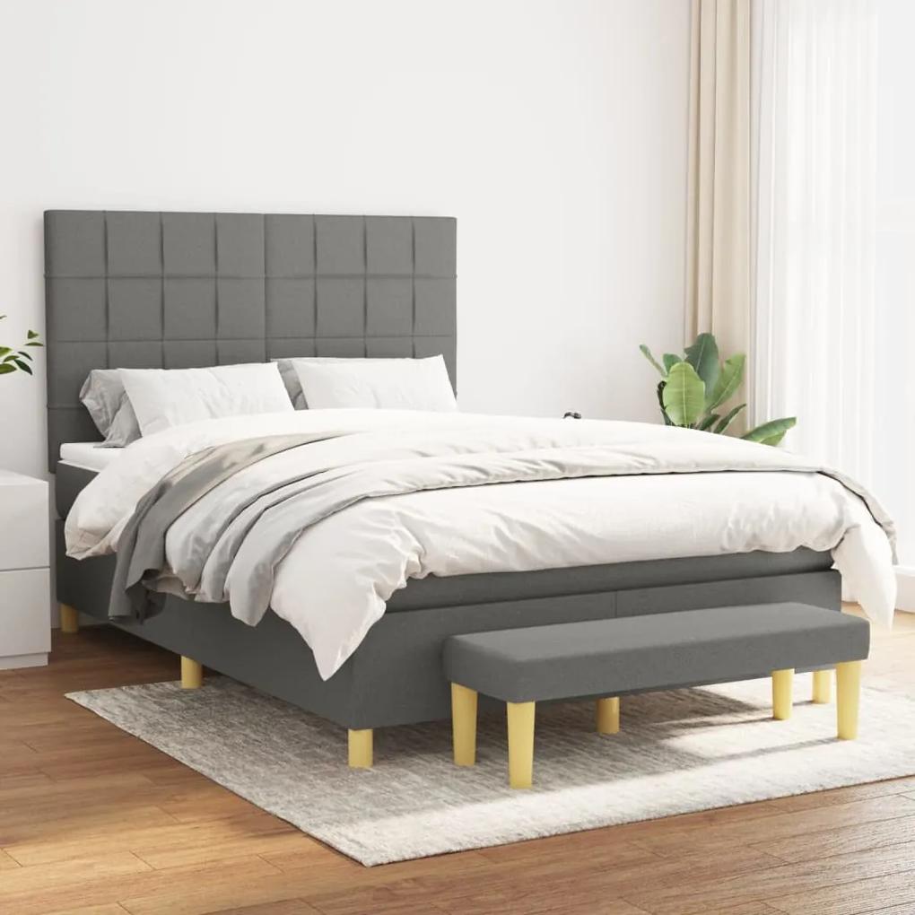 Box spring postel s matrací tmavě šedá 140x200 cm textil,  3137158