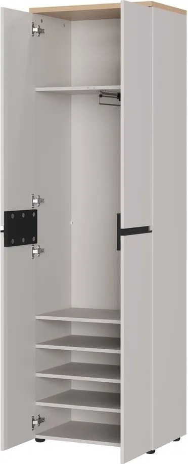 Šedobéžová/ve světle přírodní barvě šatní skříň 59x194x41 cm Cormano – Germania