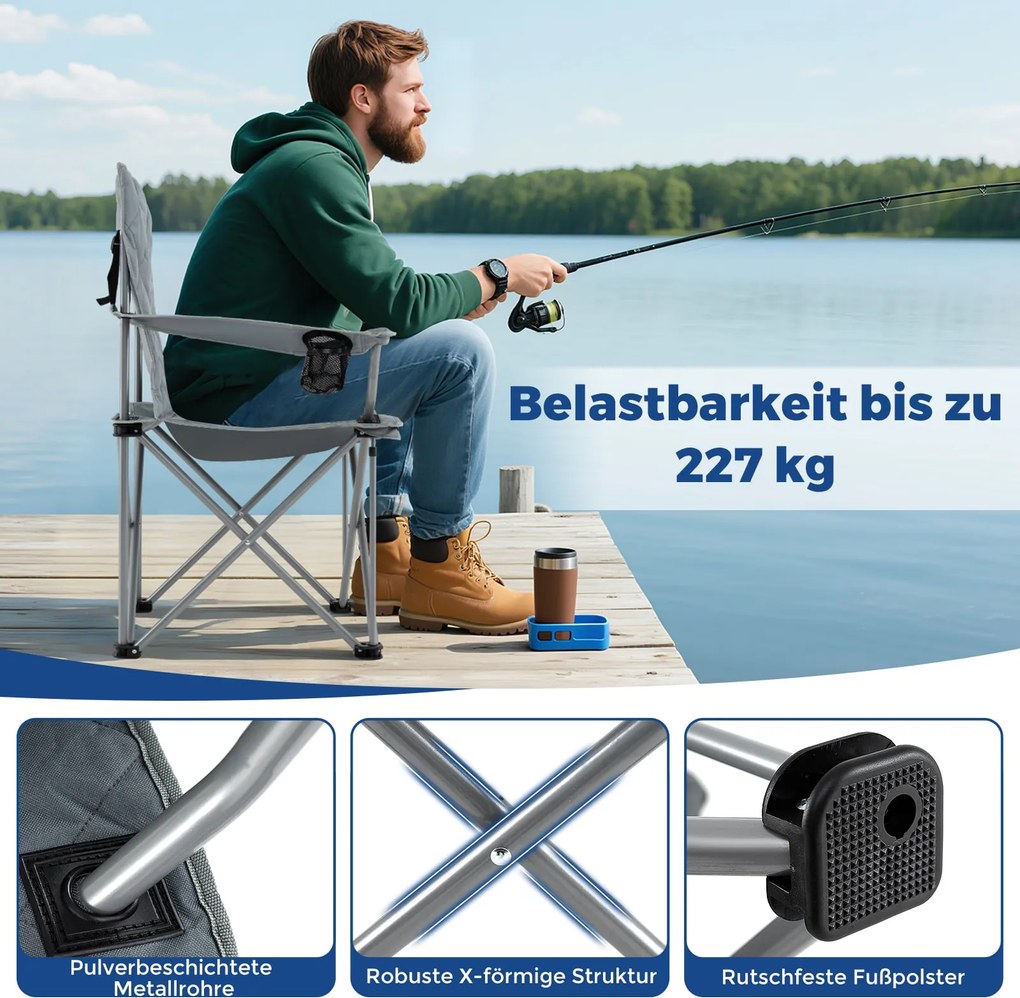 Costway XXL skládací kempingová židle s chladící taškou a držákem
