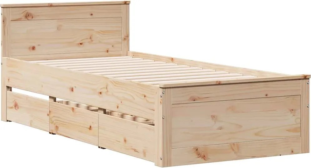 Postele bez matrace s čelem 90 x 190 cm masivní borovice 3308786