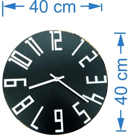 Moderní černé nástěnné hodiny ze dřeva – bílá čísla | SENTOP HDFK008