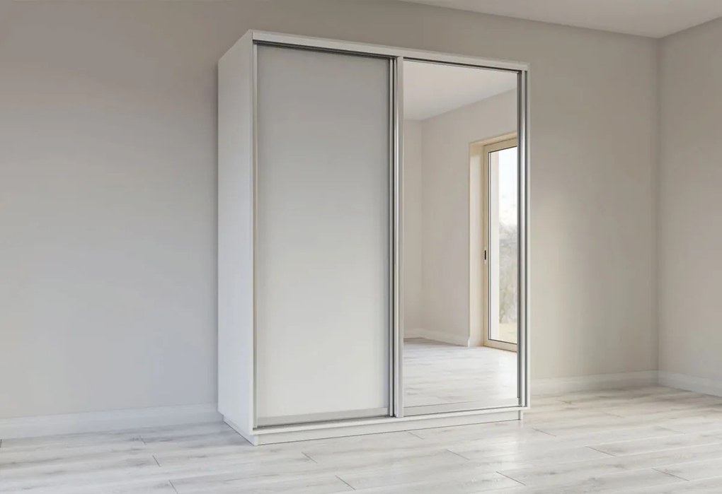 Skříň s posuvnými dveřmi 1800x2400x600 1LTD 1 Zrcadlo Nymphea Alba, profil stříbrný
