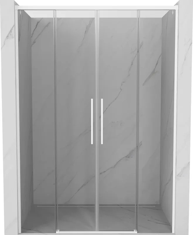 Mexen Rox, posuvné sprchové dveře 150 cm, 8mm čiré sklo, bílý profil, 8C2-150-002-20-00