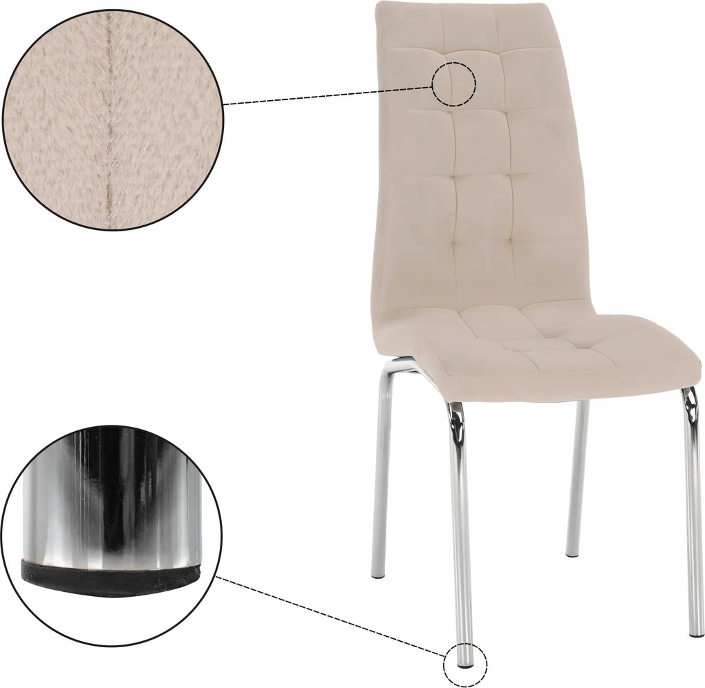 Jídelní židle, béžová Dulux / chrom, GERDA NEW