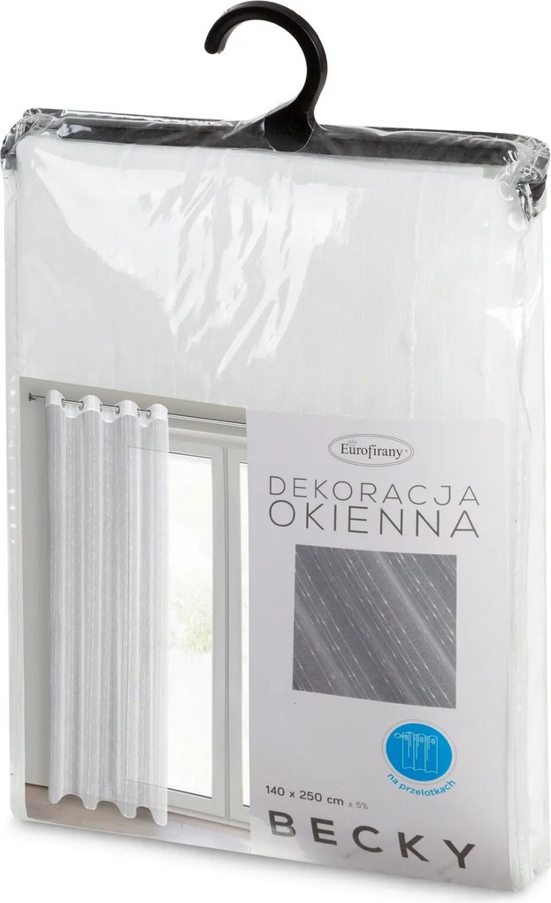 ZÁCLONA NA KROUŽCÍCH BECKY 140X250 CM BÍLÁ