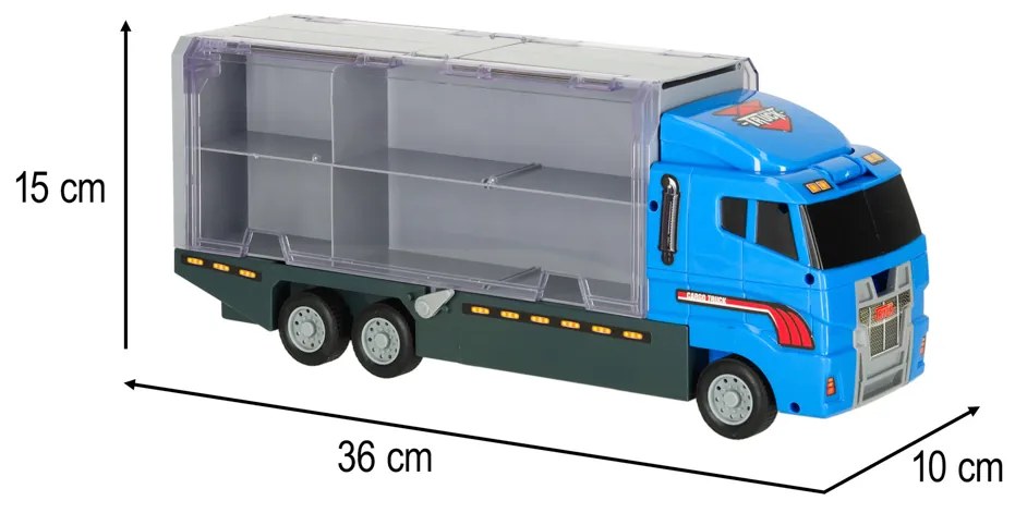 Creative Corner Transporter truck TIR launcher + kovová auta policie