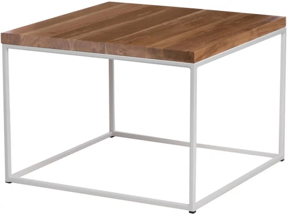Konferenční stolek Crate 45x45, 15 mm, bílý kov/dub