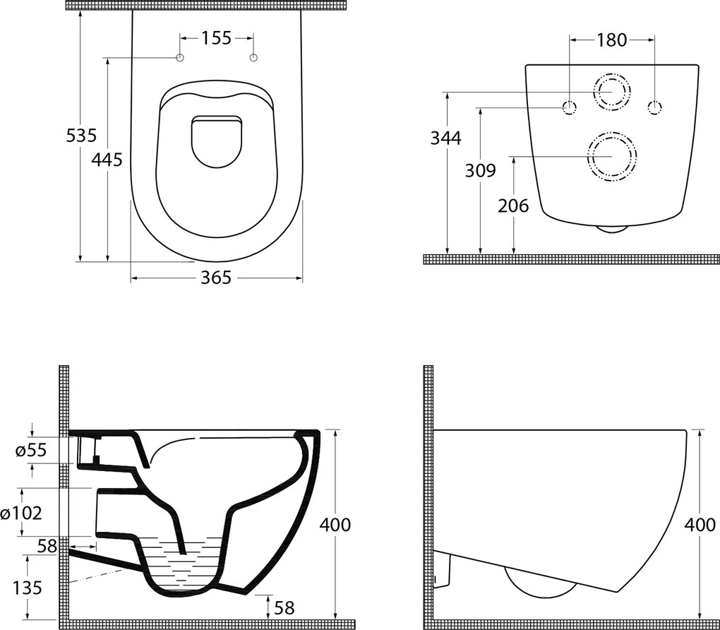 Isvea Isvea, INFINITY závěsná WC mísa, Rimless, 36,5x53cm, Matná maroon Red, 10NF02005-2R