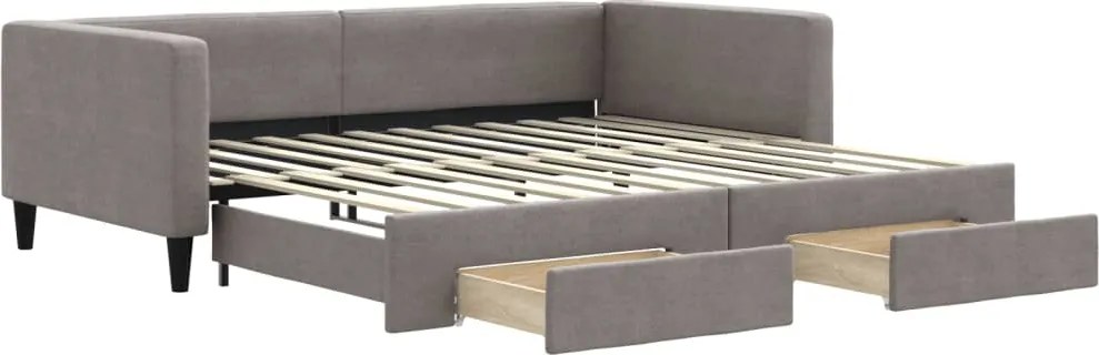 Válenda s přistýlkou a zásuvkami taupe 100 x 200 cm textil 3196622
