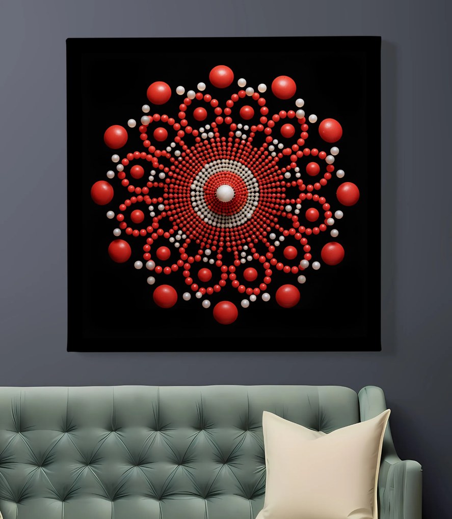 Obraz na plátně - Mandala červené perly FeelHappy.cz Velikost obrazu: 140 x 140 cm