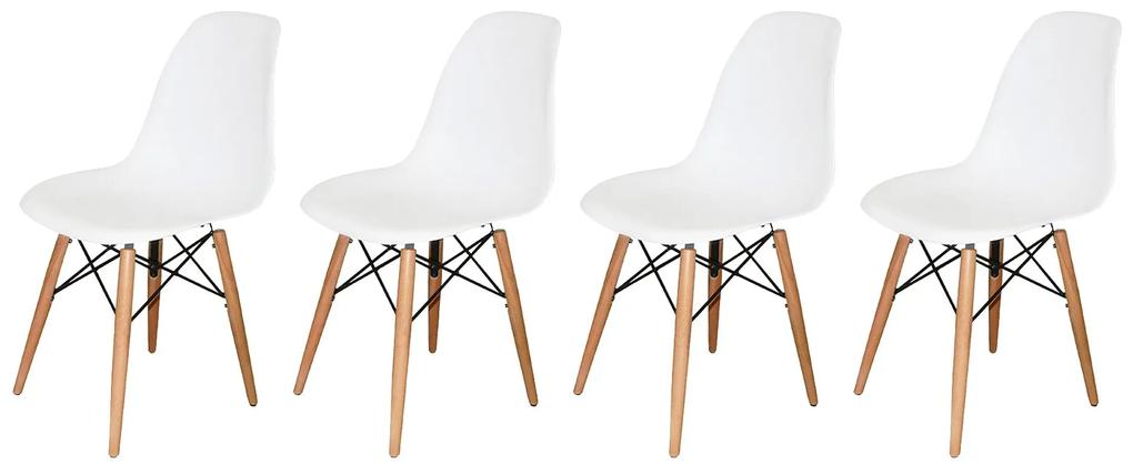 Bílá židle s dřevěnými nohami Woodesk Luna, 4 kusy