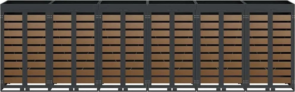 vidaXL Úložný box na 3 popelnice Antracit 340 x 77,5 x 115,5 cm Ocel [3394777]