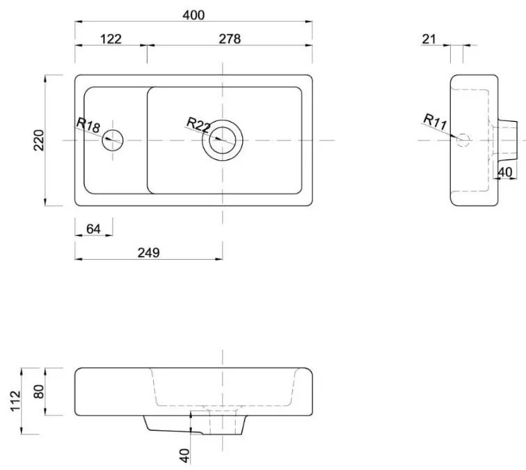 Keramické umyvadlo MINI 40 cm - bílé