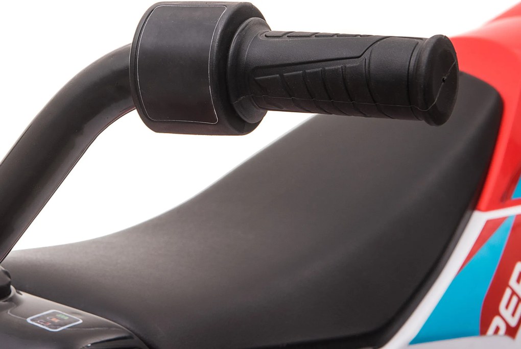 HOMCOM Dětská Elektrická Motorka 12V s 2 Odnímatelnými Stabilizátory pro Děti od 3 Let PP Kovová Červená+Bílá 106,5 x 51,5 x 68 cm
