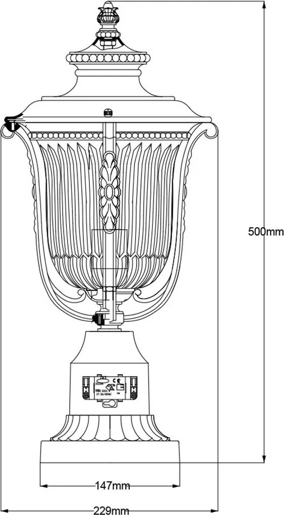 Zahradní lampa Elstead LUVERNE 50 cm IP44 1xE27