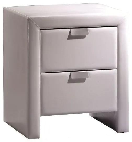 Moderní čalouněný noční stolek 2 zásuvkový CS4001, bílý KN nábytek