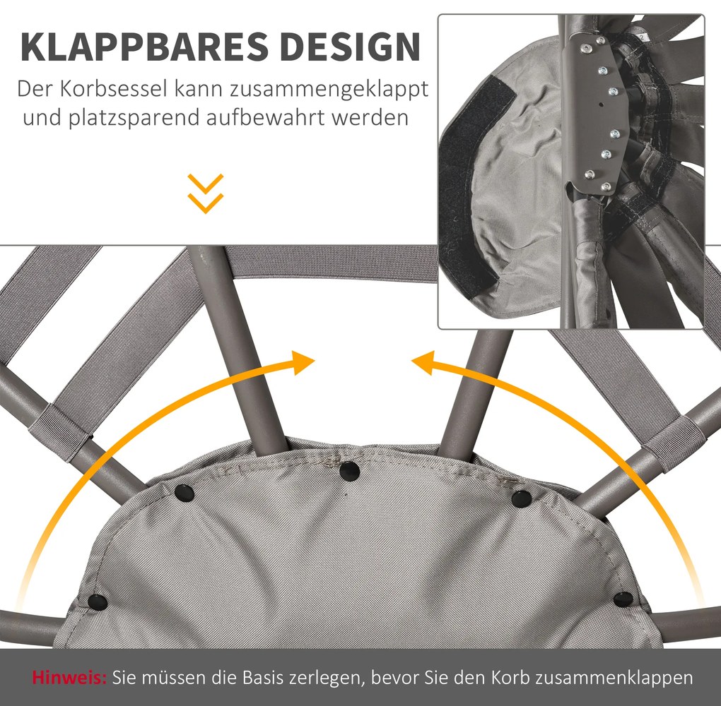 Outsunny papasan zahradní židle 2 koše polštáře oválné lounge křeslo skládací balkon terasa písek hnědá ocel 118x75x139cm | Aosom