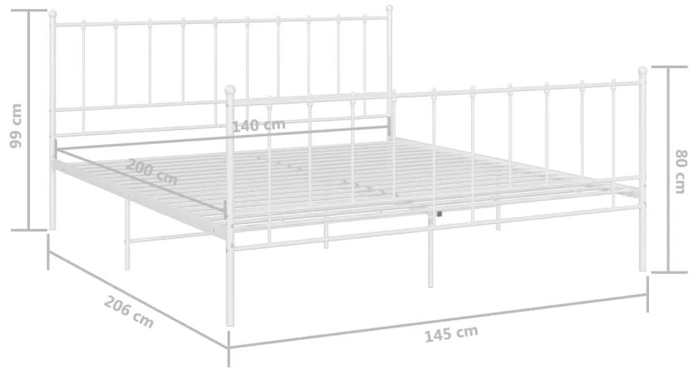 Rám postele bílý kov 140 x 200 cm,  324956 HangarStore.cz
