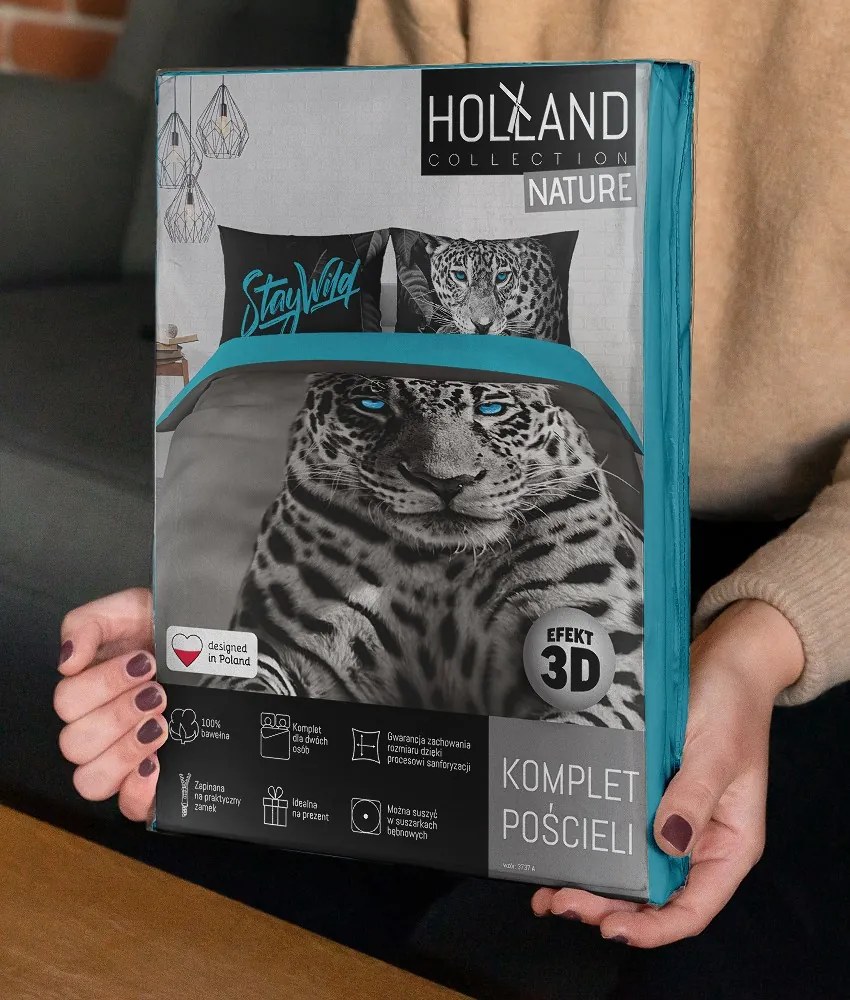 Detexpol Bavlněné povlečení 220x200 gepard 3737 A 2 povlaky na polštář 70x80 Holland Natura 69
