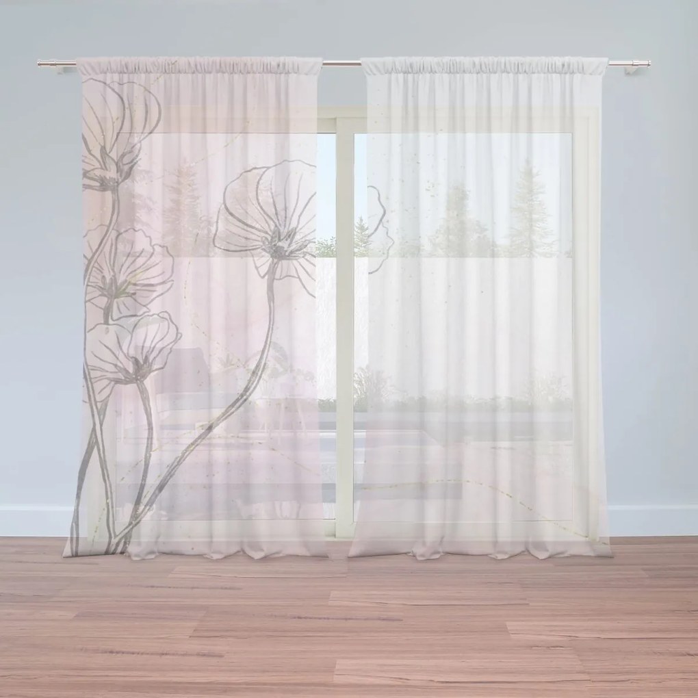 Sablio Záclony Růžový akvarel: 2ks 150x250cm