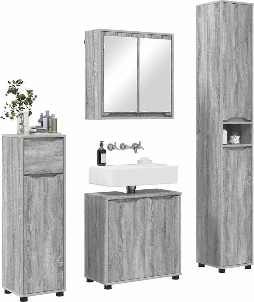 Sada koupelnového nábytku 4 ks Šedá Sonoma 30,5 x 30 x 195 cm 3403846