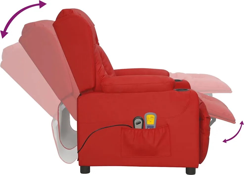 Elektrické masážní křeslo vínové umělá kůže 3098814