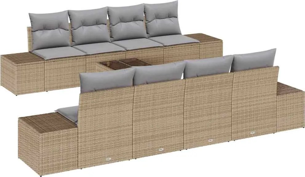 Sada zahradních pohovek 8 ks Beige a šedá polyratan 3355659