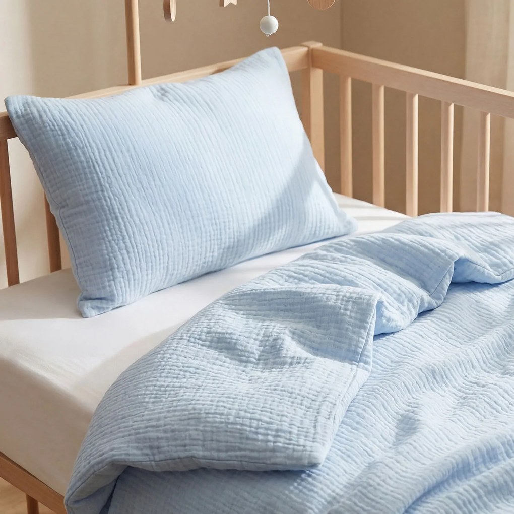 Celoroční mušelínové povlečení do postýlky Ice blue - GOTS Velikost: 95 x 130 + 45 x 65