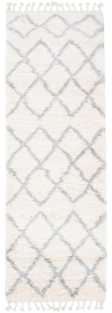 Kusový koberec shaggy Axaya krémový atyp 60x200cm