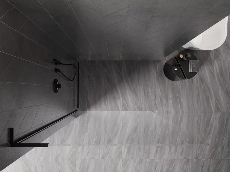 Mexen Kioto-X L sprchová stěna Walk-in 100 x 200 cm, transparentní 10 mm, černá - 800-100-107-70-00-X