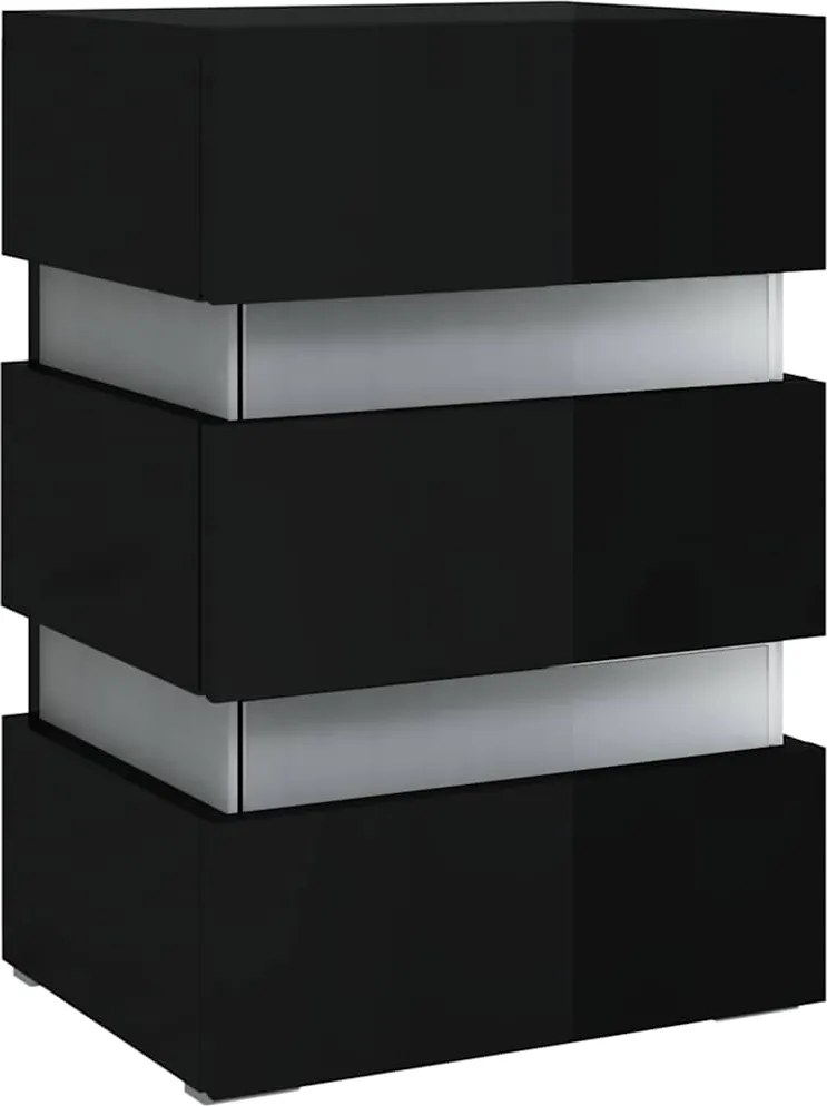 Noční stolek s LED lesklý černý 45x35x67 cm kompozitní dřevo 326847