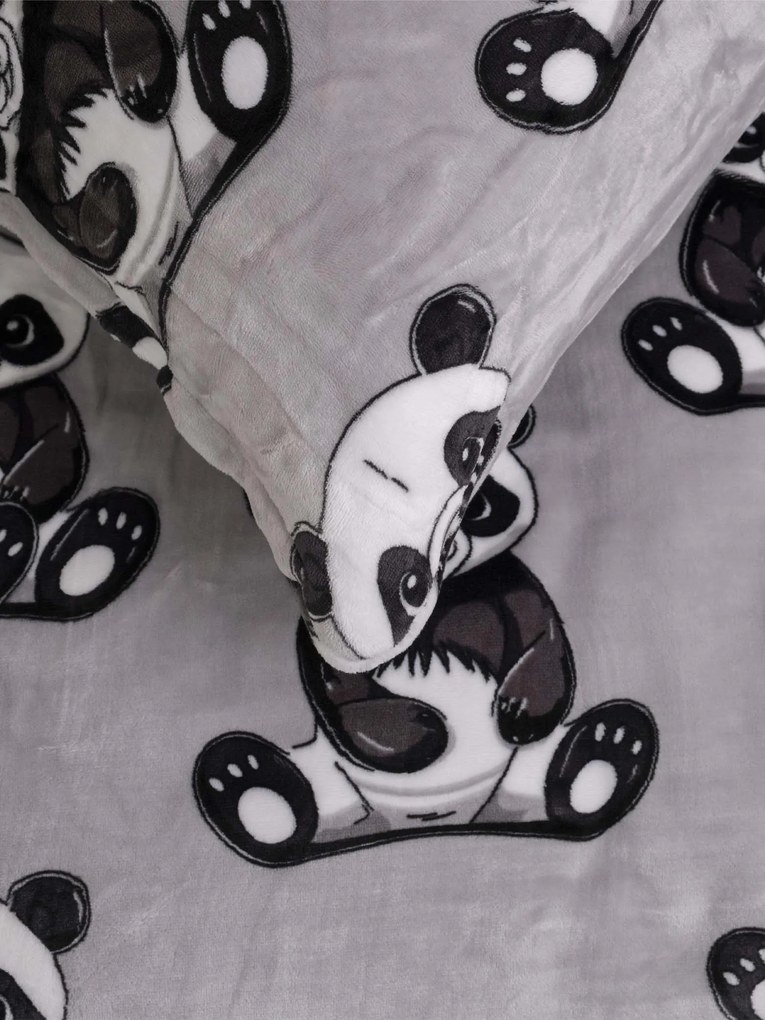MK Lůžkoviny Francouzské mikroplyšové povlečení Exclusive - Panda 220 × 200 cm, 2ks 70 x 90 cm